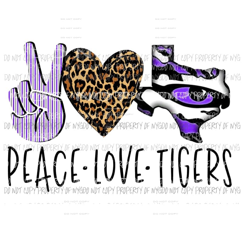 martodesigns - Peace Love Tigers Purple Texas Sublimation