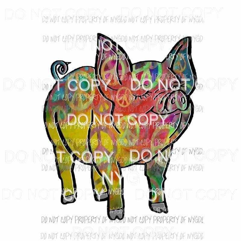 martodesigns - PIG #4 peace signs tie dyed Sublimation