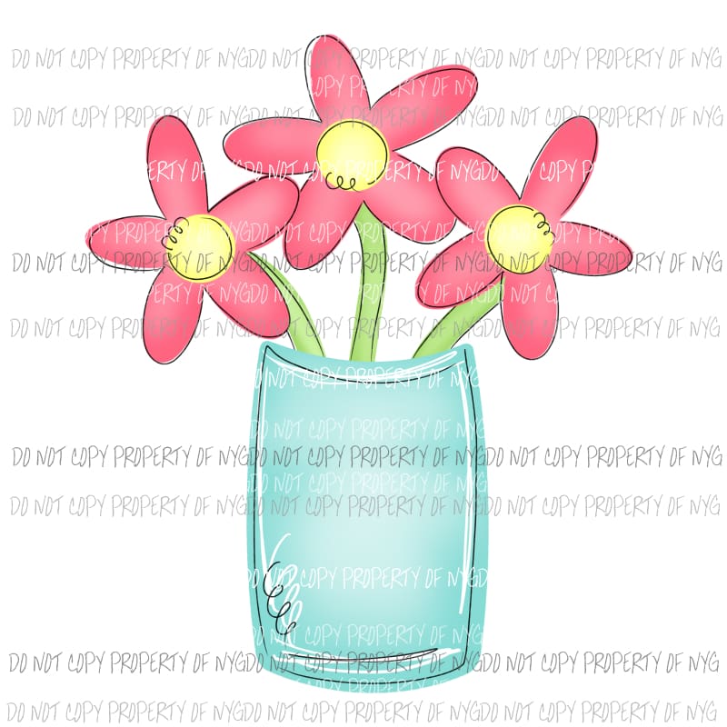 martodesigns - Pink Flowers Vase Sublimation transfers