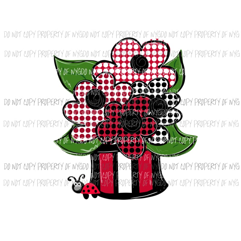 martodesigns - Red black flower pot Sublimation transfers