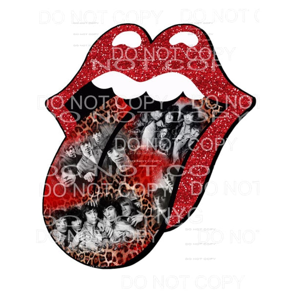 martodesigns - Red Glitter Lips Rock Band Group Leopard