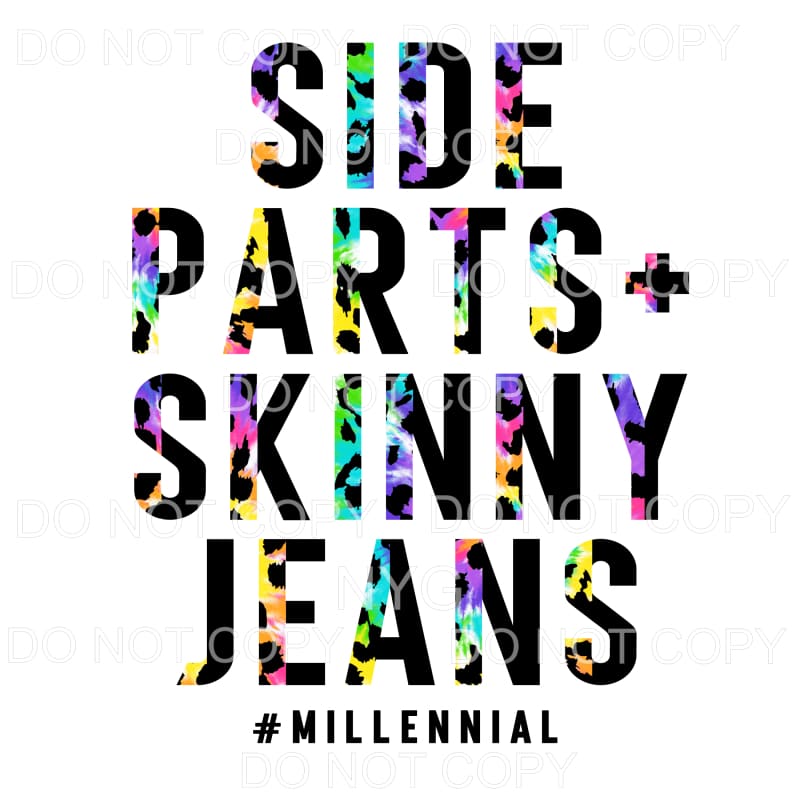 martodesigns - Side Parts Skinny Jeans Half Leopard Tie Dye