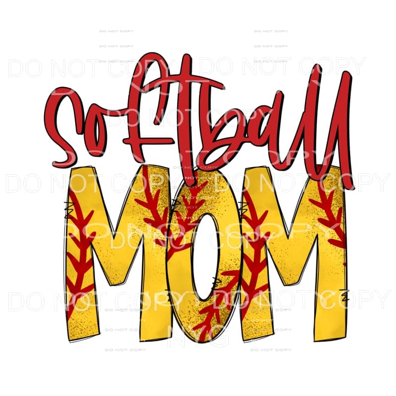martodesigns - Softball Mom Yellow Red Stitching Sublimation