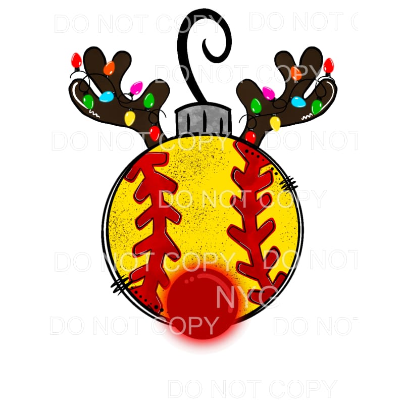 martodesigns - Softball Rudolph Reindeer Ornament Christmas