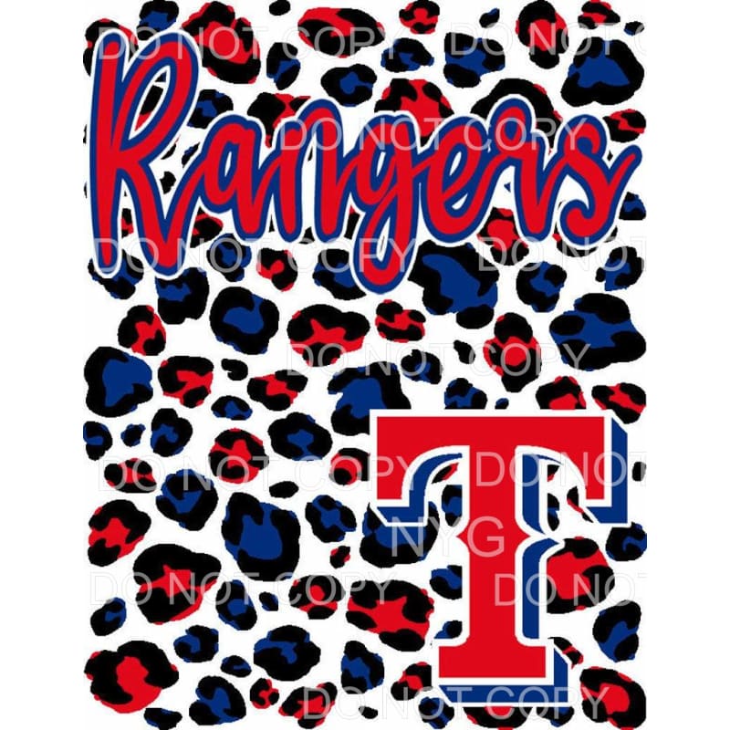 martodesigns - Texas Rangers Baseball Red Blue Leopard