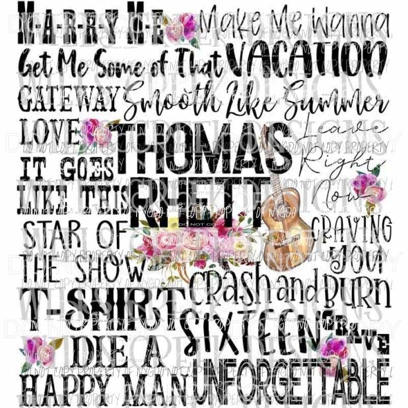 martodesigns - Thomas Rhett songs Sublimation transfers
