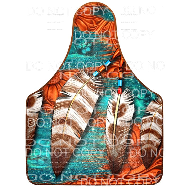 martodesigns - Western Cow Tag Feathers Embossed Leather